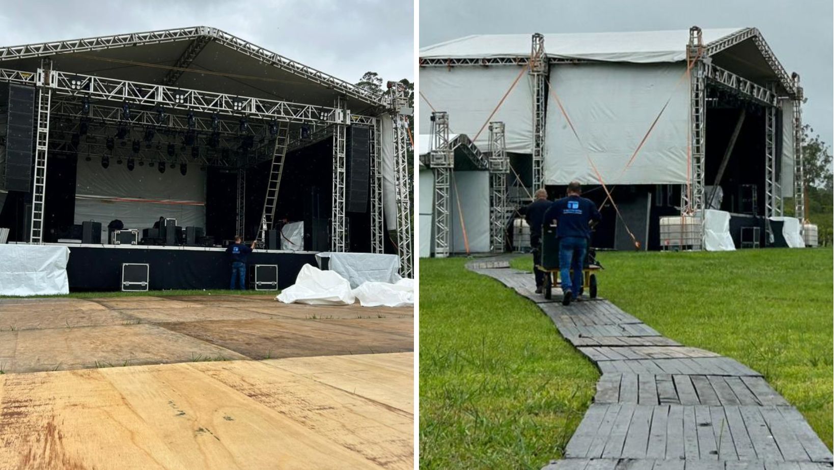 Tablado de madeira garante área seca e segura para shows da Aquibom ...